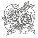 Neo-Traditional "Gemini Zodiac Sign Roses Intertwined" Tattoo - BlackInk AI
