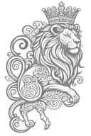 Stencil "Lion Royal Flourish Wearing Crown" Tattoo - BlackInk AI