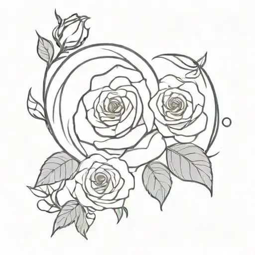 Minimalist "Cresent Moon Roses Intertwined" Tattoo - BlackInk AI
