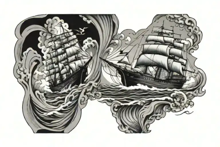 957+ Ship In Waves Tattoo Ideas - BlackInk AI