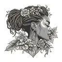 Black and Grey "Black Woman With Locs Face Covered With..." Tattoo ...