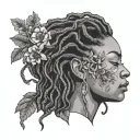 Black and Grey "Black Woman With Locs Face Covered With..." Tattoo ...
