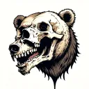 Neo-Traditional "Bear Eating Human Skull" Tattoo - BlackInk AI