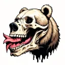 Neo-Traditional "Bear Eating Human Skull" Tattoo - BlackInk AI
