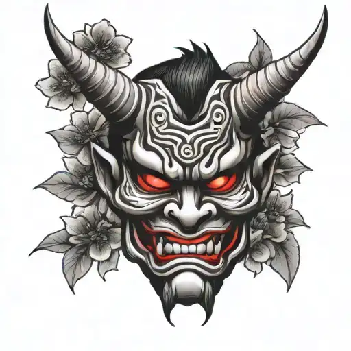 325+ Oni Mask Cherry Blossom Tattoo Ideas in 2025 - BlackInk AI
