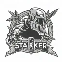 Black and Grey "Stalker Game Logo" Tattoo - BlackInk AI