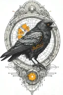 Realism "Cyberpunk Synthetic Raven With Orange..." Tattoo - BlackInk AI