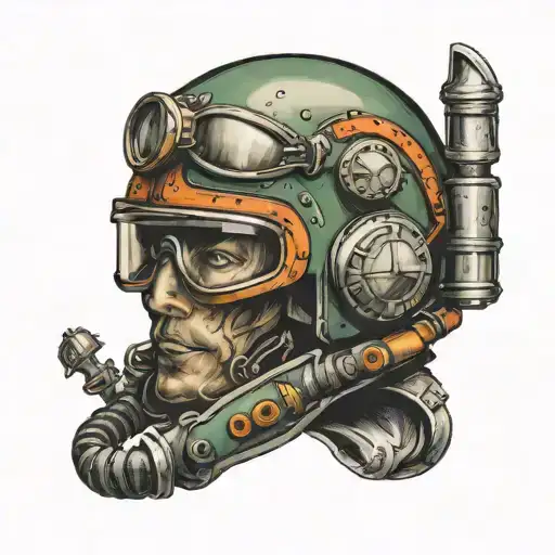 Neo-Traditional "Pilot Helmet" Tattoo - BlackInk AI