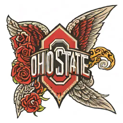 Traditional "Ohio State Block O With Wings Spread..." Tattoo - BlackInk AI