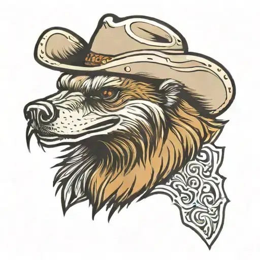 Honey Badger With Cowboy Hat Temporary Tattoo - BlackInk AI