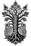 Blackwork "Viking, Tree Of Life, Ygg Drasil Tree..." Tattoo - BlackInk AI