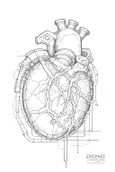 Sketch "Grenade Diagram Human Heart Diagram..." Tattoo - BlackInk AI