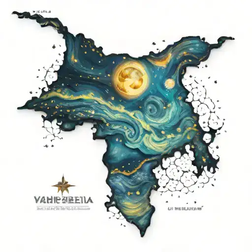 Starry Night By Van Gogh Map Of... Temporary Tattoo - BlackInk AI