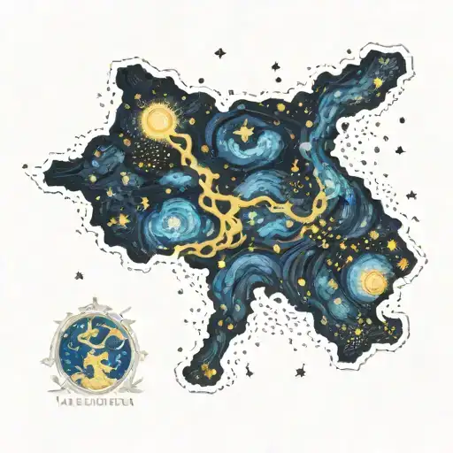 Starry Night By Van Gogh Map Of... Temporary Tattoo - BlackInk AI