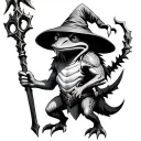 Black and Grey "World Of Warcraft Murloc Holding Staff..." Tattoo ...