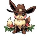 New School "Eevee Pokemon Wearing Cowboy Hat And..." Tattoo - BlackInk AI
