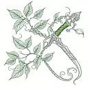 Minimalist "Poison Ivy Plant Wrapped Around A Sword" Tattoo - BlackInk AI