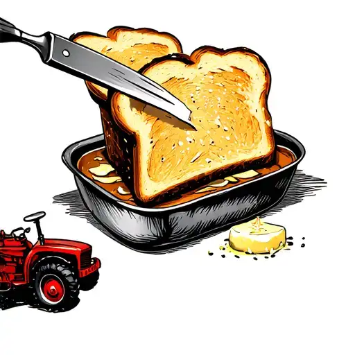 Black and Grey "Burnt Toast Being Scraped With Butter..." Tattoo ...