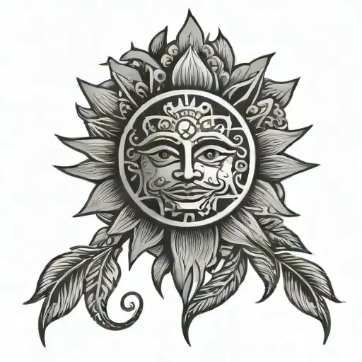 Mexican And Filipino Sun Temporary Tattoo - BlackInk AI