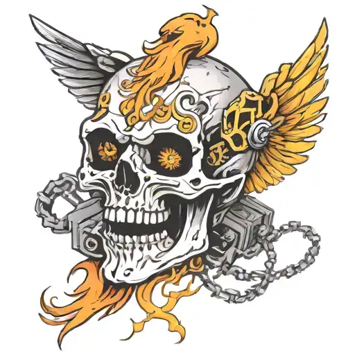 Neo-Traditional "Skull With Chains That Transforms Into..." Tattoo ...