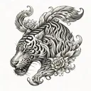 Black and Grey "Tiger And Phoenix Shoulder Tattoo In ..." Tattoo ...