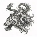 Black and Grey "Tiger And Phoenix Shoulder Tattoo In ..." Tattoo ...