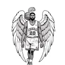 Black and Grey "Basketball Player With Angel Wings" Tattoo - BlackInk AI