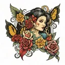 Neo-Traditional "Alina, Egor, Lisa, Sonya" Tattoo - BlackInk AI