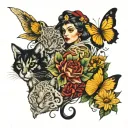 Neo-Traditional "Alina, Egor, Lisa, Sonya" Tattoo - BlackInk AI