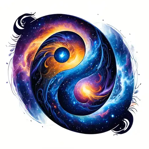 Surrealism "Intersteller Cosmic Ying Yang..." Tattoo - BlackInk AI