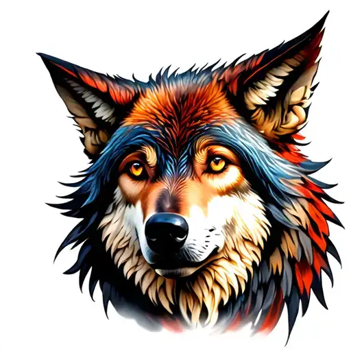 Realism "Phoenix, Wolf And Wolf" Tattoo - BlackInk AI