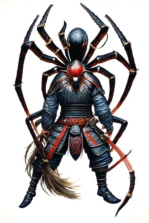 Realism "Japanesse Samurai Warrior And..." Tattoo - BlackInk AI
