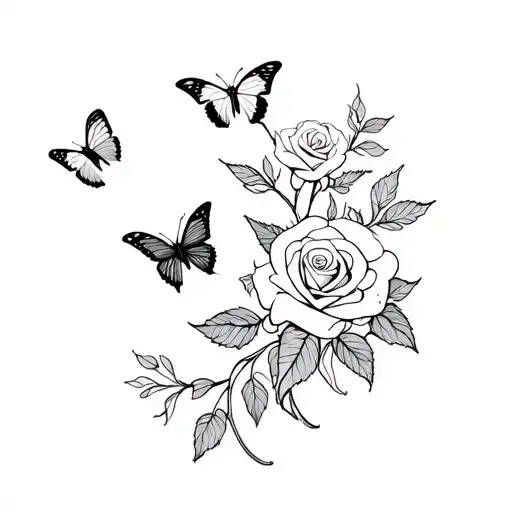 7437+ Roses And Butterflies Tattoo Ideas - BlackInk AI