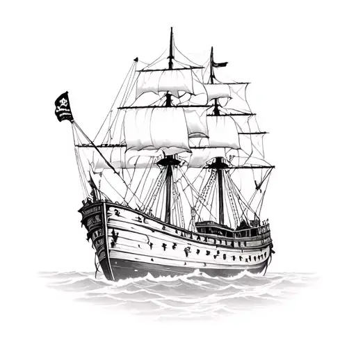 Realism "A Pirate Ship" Tattoo - BlackInk AI