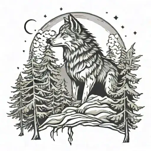 2584+ Wolf With Trees Tattoo Ideas in 2025 - BlackInk AI