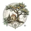 Neo-Traditional "Moon Drawn As A Compass Pointing North..." Tattoo ...