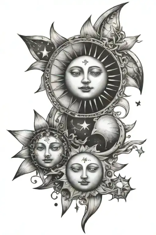 2848+ Sun Moon And Stars Tattoo Ideas - BlackInk AI