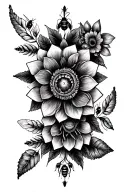 Black and Grey "Bees Honeycomb Flower Mandela Style..." Tattoo ...