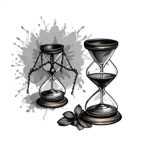 Black and Grey "Balance Scale On Hourglass" Tattoo - BlackInk AI