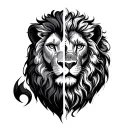 Black and Grey "Matching Lion Tattoo For Couple Split" Tattoo - BlackInk AI