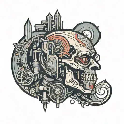 Traditional "Cyberpunk Back Enhancment" Tattoo - BlackInk AI