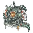 Traditional "Cyberpunk Back Enhancment" Tattoo - BlackInk AI