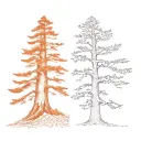 Minimalist "Half Redwood Tree And Half White Oak..." Tattoo - BlackInk AI