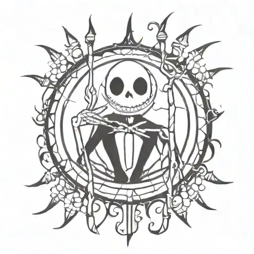 Stencil "Jack Skellington Hand Tattoo" Tattoo - BlackInk AI
