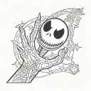 Stencil "Jack Skellington Hand Tattoo" Tattoo - BlackInk AI