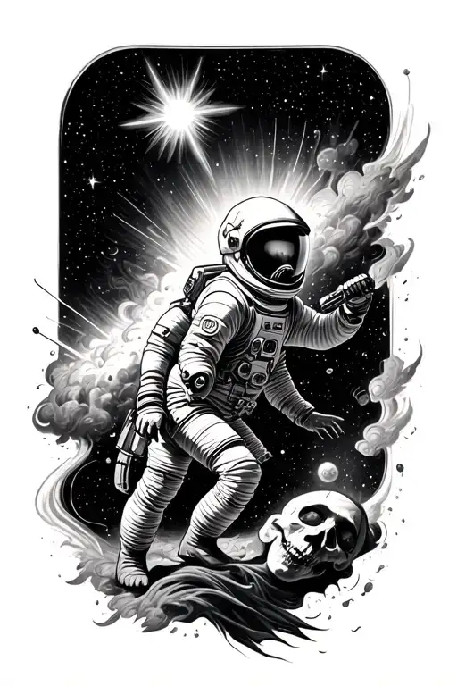 Black and Grey "Outer Space Tattoo With Exploding Star..." Tattoo ...