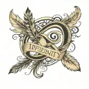 Neo-Traditional "Infinity Sign With Feather And Names..." Tattoo ...