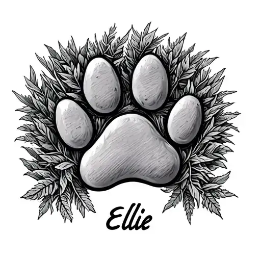 Black and Grey "Dog Paw Print With Bush Features Around..." Tattoo ...