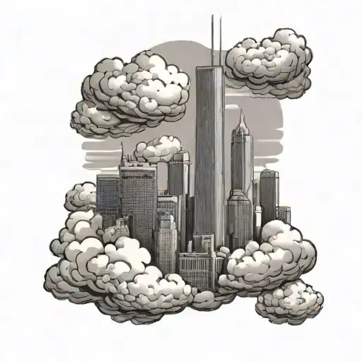 Chicago Cloud Statue With Willis Tower Temporary Tattoo - BlackInk AI
