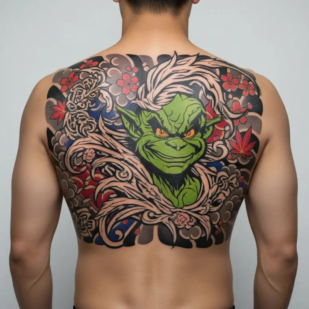 Japanese "A Gang Tattoo For The Grinch Gang..." Tattoo - BlackInk AI